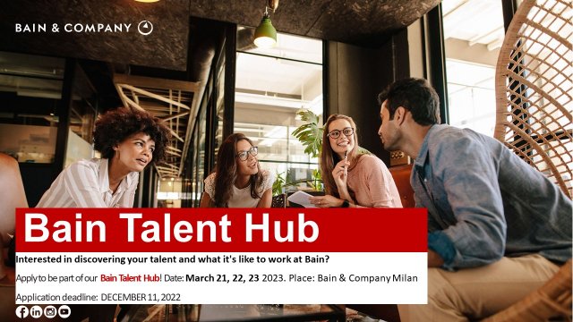 Bain Talent Hub - Evento di Bain & Company | Università degli Studi di Milano-Bicocca